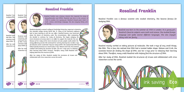 * NEW * Rosalind Franklin Differentiated Fact File - Chemistry, Atoms