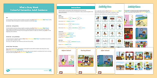 What a Busy Week! Colourful Semantics Book. (teacher made)