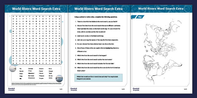 World Rivers Word Search Extra (teacher made) - Twinkl