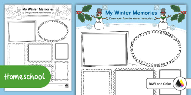 My Winter Memories Coloring Sheet (Teacher-Made) - Twinkl