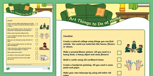 Art Things to Do at Home Checklist Activity - Twinkl