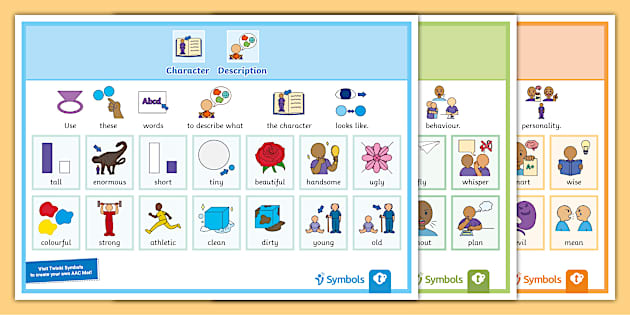 Twinkl Symbols Character Description Word Mats Twinkl