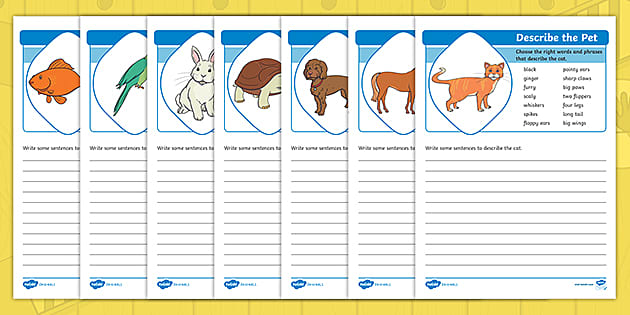 Pet Descriptions Writing Worksheets (teacher made)