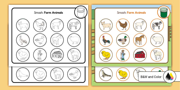 Farm Animals Smash Mats (teacher made) - Twinkl