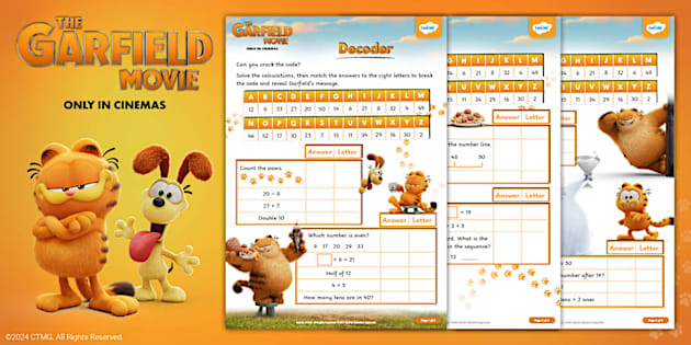 FREE! - 👉 Garfield: Maths Decoder Activity Sheet [Ages 5-7]