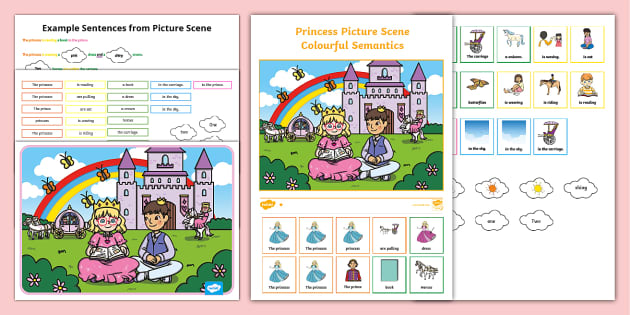 Princess Picture Scene Colourful Semantics (teacher made)