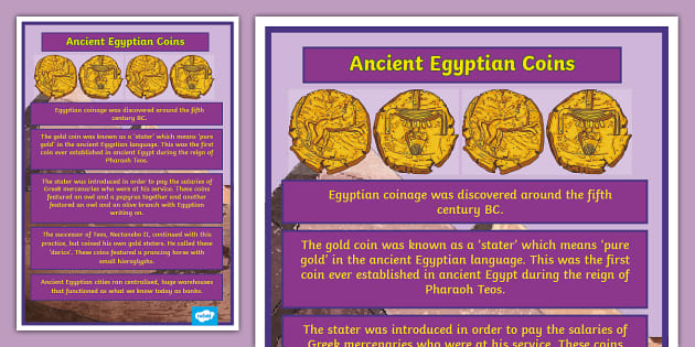Ancient Egypt Coins Display Poster (teacher made) - Twinkl