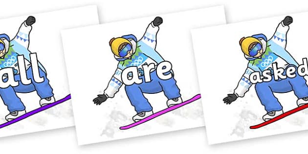 Tricky Words on Snowboarding (teacher made) - Twinkl