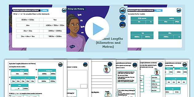 👉 Y4 DiM: Step 2 Equivalent Lengths (Km and M) Teaching Pack