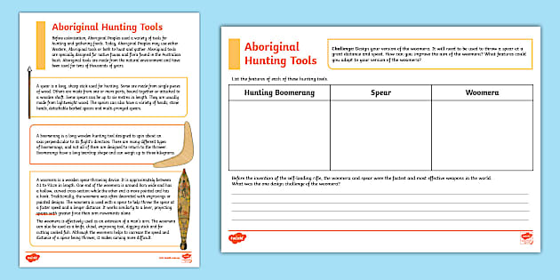 Aboriginal Hunting Tools and Weapons (teacher made) - Twinkl