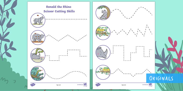 Ronald the Rhino Cutting Skills Worksheet / Worksheets