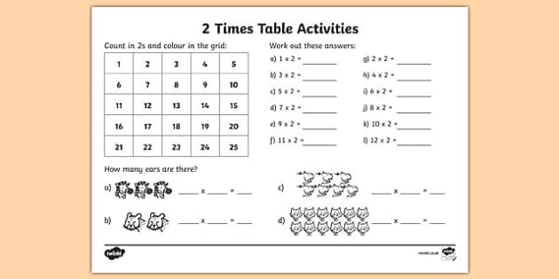 FREE 2 Times Table Activity KS1 KS2 Maths