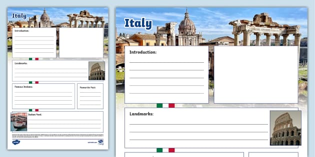 Italy Non-Chronological Report Template (teacher made)