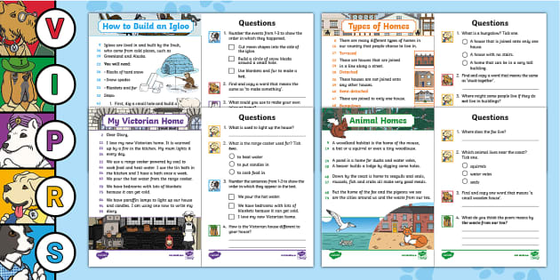 KS1 Houses & Homes 60-Second Reads Activity Pack
