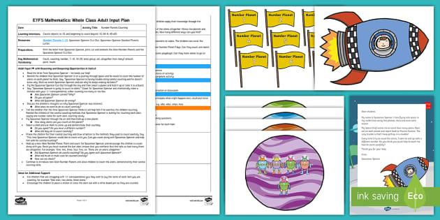 EYFS Maths: Number Planets Whole Class Adult Input Plan and Resource Pack
