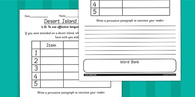 Kensuke's Kingdom Desert Island Survival Worksheet - storybooks