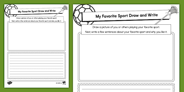 My Favorite Sport Draw and Write Worksheet for K-2nd Grade