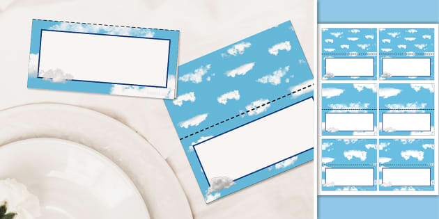 Fluffy Clouds & Blue Sky Place Name Cards | Twinkl Party