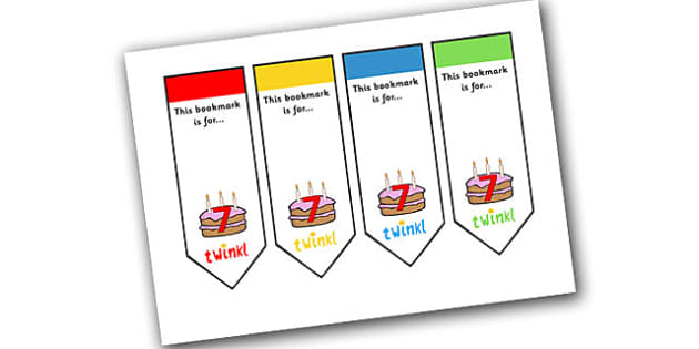 FREE! - 👉 Editable Birthday Bookmarks (Age 7) - Twinkl