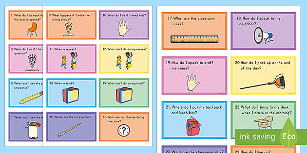 Classroom Procedures Cards For Lower Elementary Twinkl