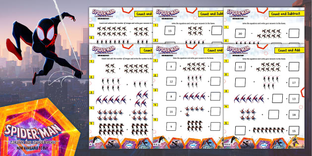 Spider-Man™: Count and Add/Subtract to 20 Activity Sheets