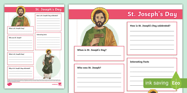 St. Joseph's Day Fact File Template (Hecho por educadores)