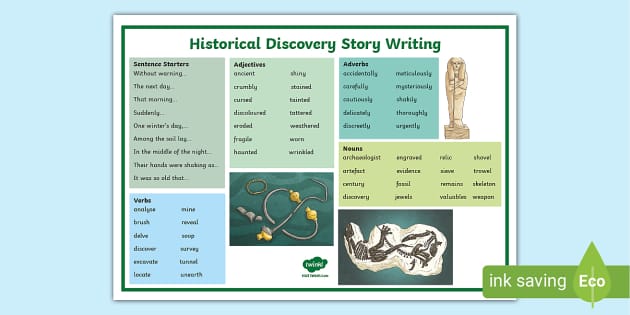 KS2 Historical Discovery Story Writing Word Mat - Twinkl