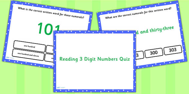 Reading 3-Digit Numbers PowerPoint Quiz (Lehrer gemacht)
