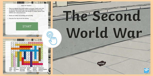Second World War Interactive Word Search (teacher made)