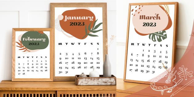Boho Earth Tone Monthly Wall Calendar 2023 Posters Pack