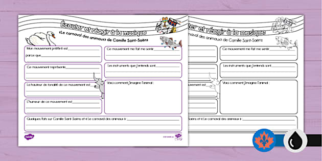 Listening and Reacting to Music 'Carnival of the Animals' French