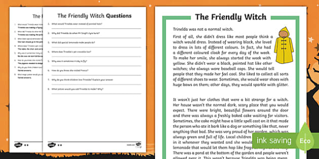 The Friendly Witch Differentiated Reading Comprehension Activity
