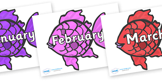 FREE! - Months of the Year on Fish (Multicolour) to Support Teaching on The
