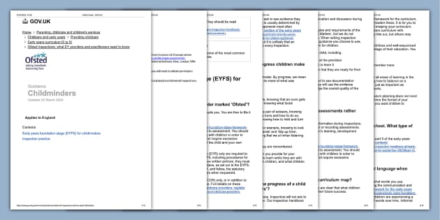 FREE! - Ofsted For Childminder Guidance Document | Twinkl