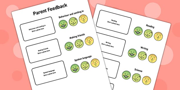 Parent Feedback with space for photos