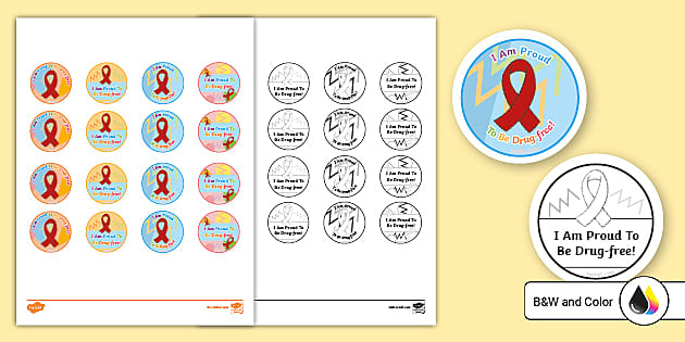 I Am Proud to Be Drug-free Stickers (teacher made) - Twinkl