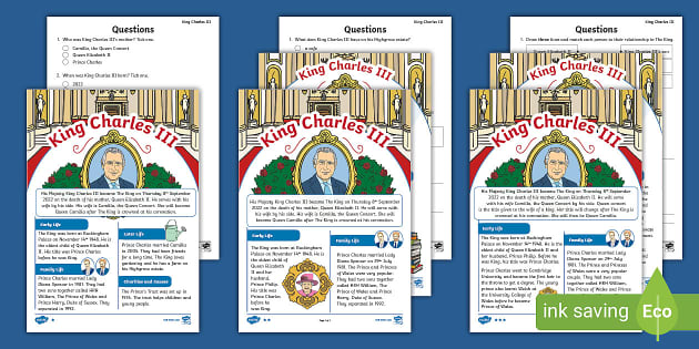 King Charles III Differentiated Reading Comprehension - KS1