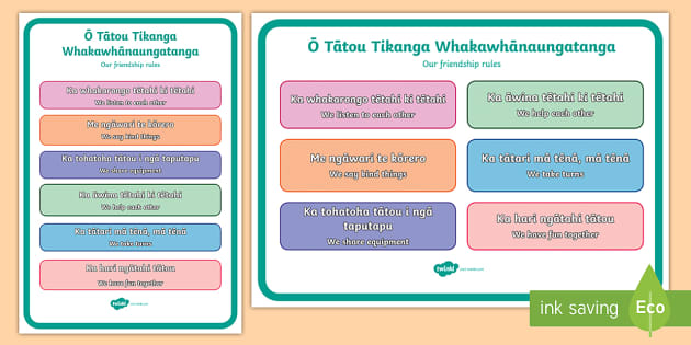Nga Ture Whakawhānaungatanga Te Reo Māori A4 Display Poster