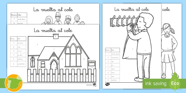 Colorear con números: La vuelta al cole - Twinkl