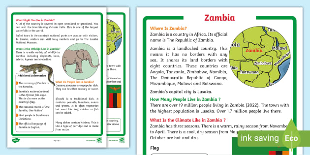 KS1 The Republic of Zambia Fact File (nauczyciel wykonał) KS1 The Republic of Zambia Fact File (nauczyciel wykonał)