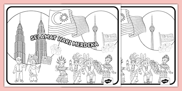 Lembaran Mewarna Hari Kemerdekaan (teacher made) - Twinkl