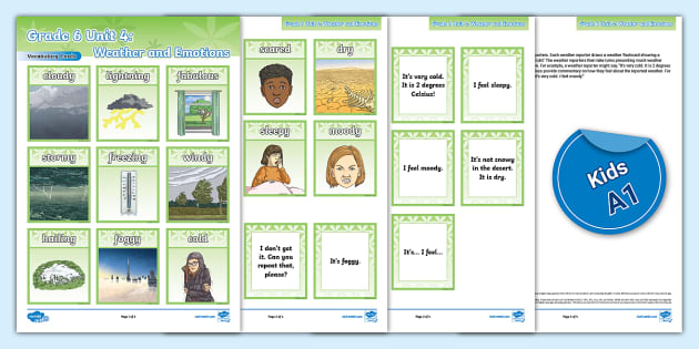 Grade 6 Unit 4 Flashcards - Weather and Emotions - Twinkl Grade 6 Unit 4 Flashcards - Weather and Emotions - Twinkl