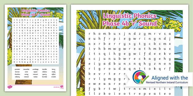 NI Linguistic Phonics Phase 4b 'r' Sound Word Search