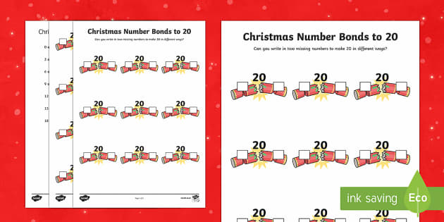 Christmas Themed Number Bonds to 20 Worksheet / Worksheet