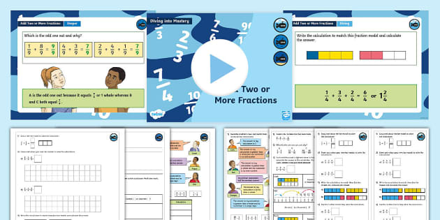 👉 Year 4 DiM: Step 11 Add Two or More Fractions Teaching Pack