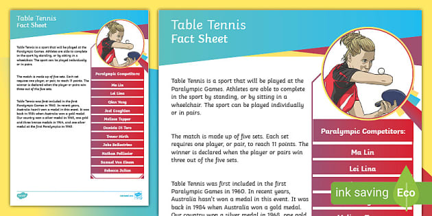 Rio Paralympics 2016 Table Tennis Display Poster - Twinkl