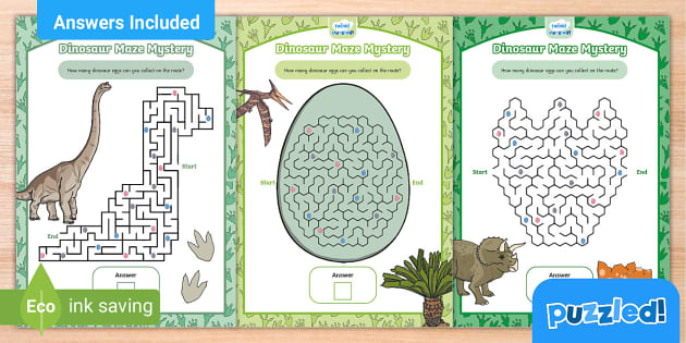Dinosaur Puzzle Maze Mystery Pack (teacher made) - Twinkl