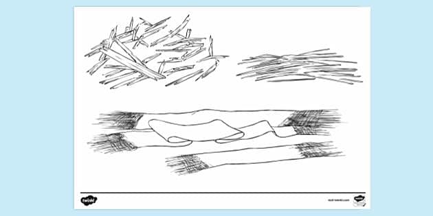 FREE! - Pile of Straw, Grass and Strips of Linen Colouring Sheet