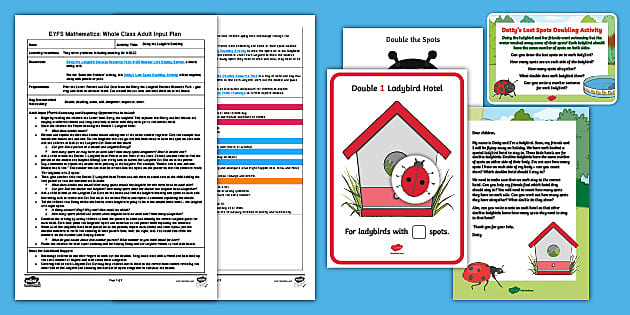 EYFS Maths: Dotty the Ladybird Doubling Whole Class Adult Input Plan and