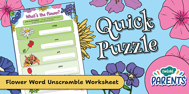 Flower Word Unscramble Worksheet